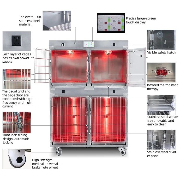 ICU Veterinary Hospital Heated Laser Infrared Hospital Cages Recovery ...