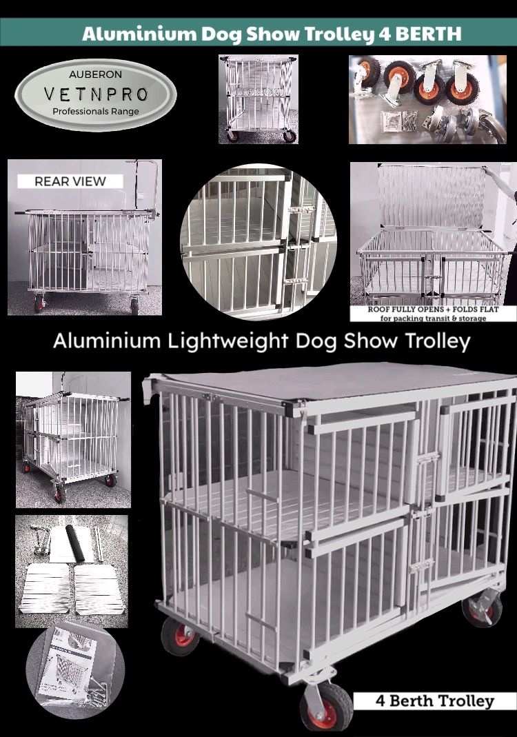 Aluminium Lightweight 4 Berth Dog Show Trolley All Terrain w/Grooming Set