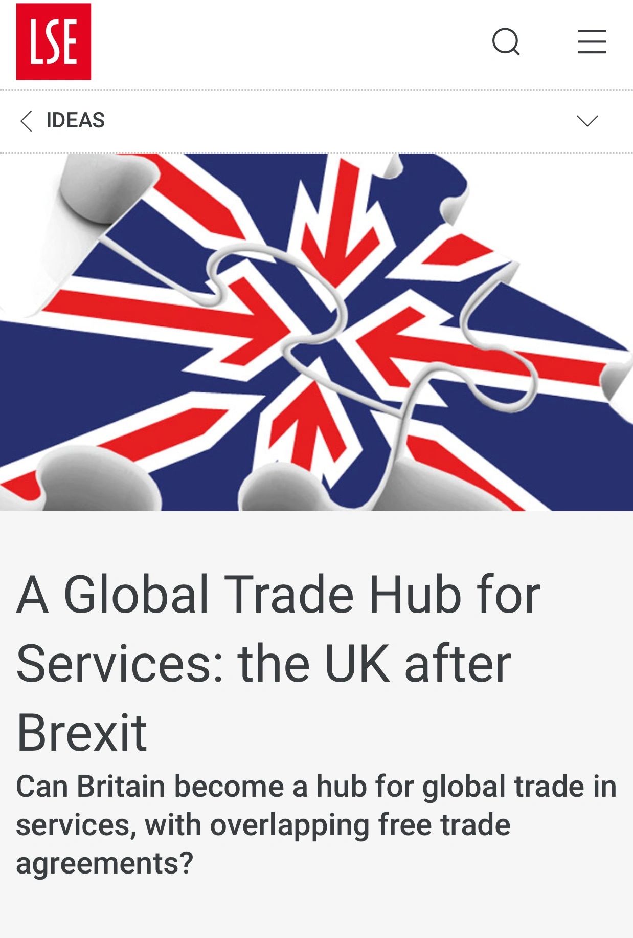 A global trade hub for services: the UK after Brexit