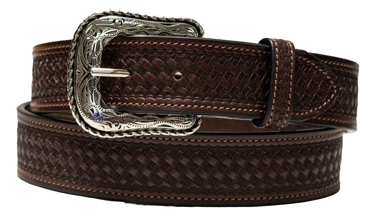 1 1/2'' Walnut Western Basketweave Belt