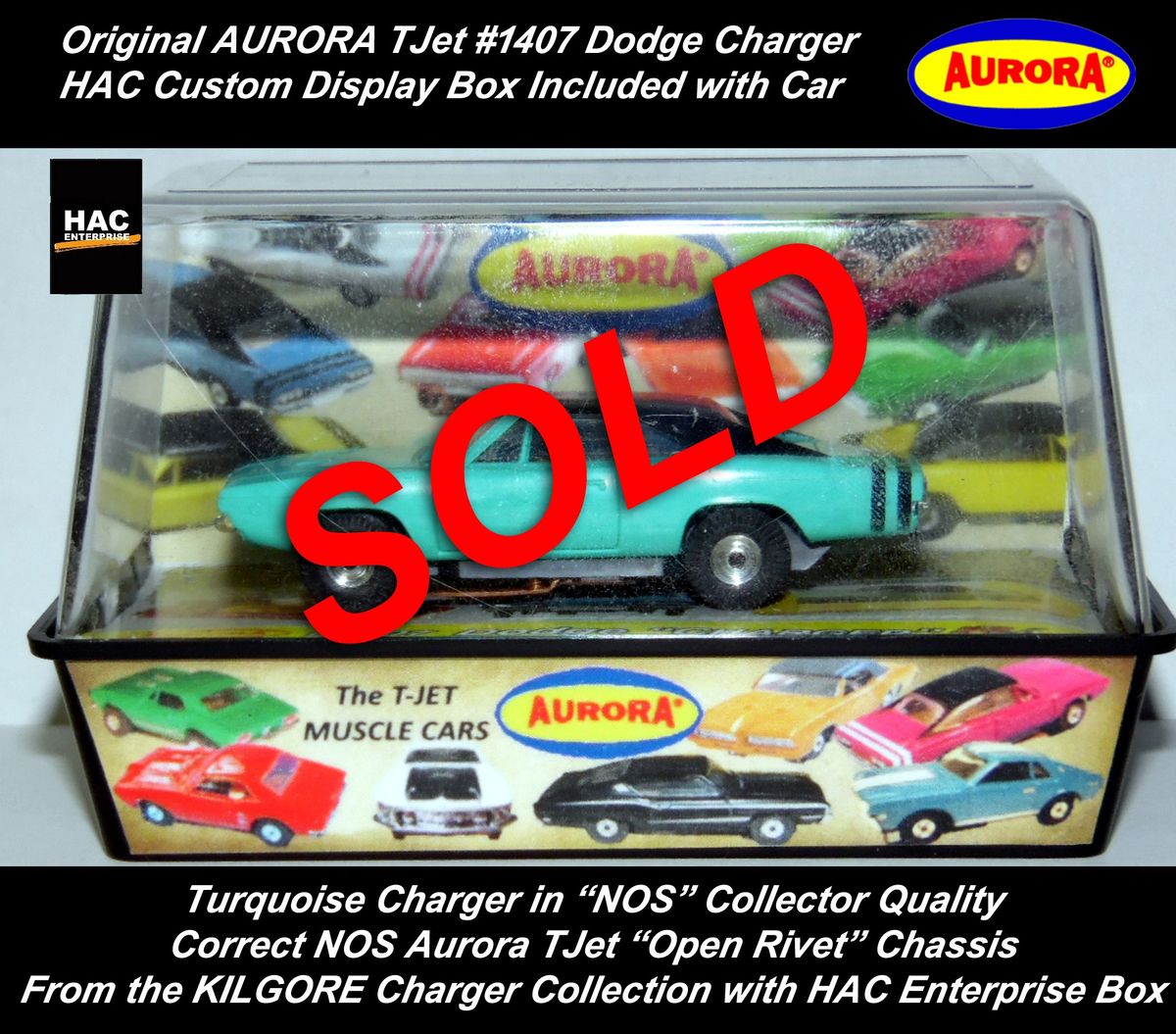 AURORA TJET #1407 DODGE CHARGER Turquoise w Black in HAC BOX (Mar 2023)