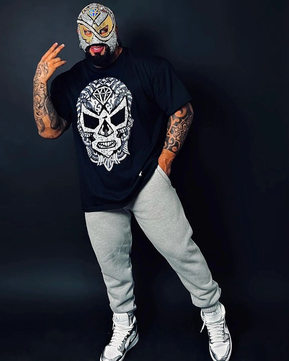 Playera Oficial Con Autógrafo Y Video Personalizado DMT AZUL Calavera Gris