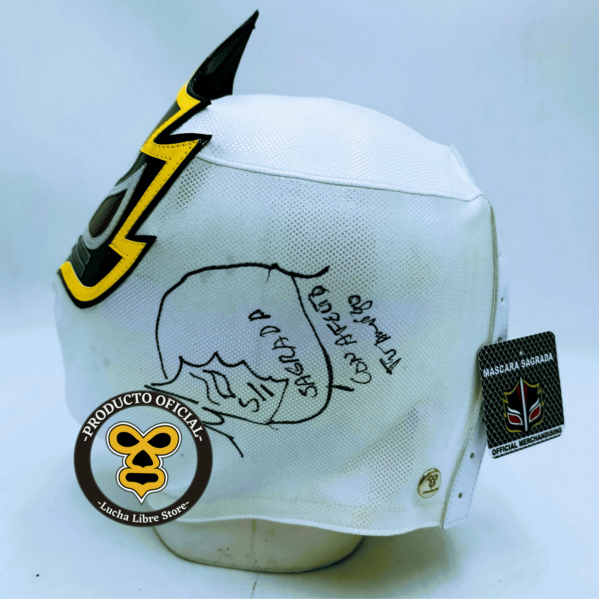 Máscara Sagrada Oficial Con Autógrafo En Licra De Punto Esmeralda