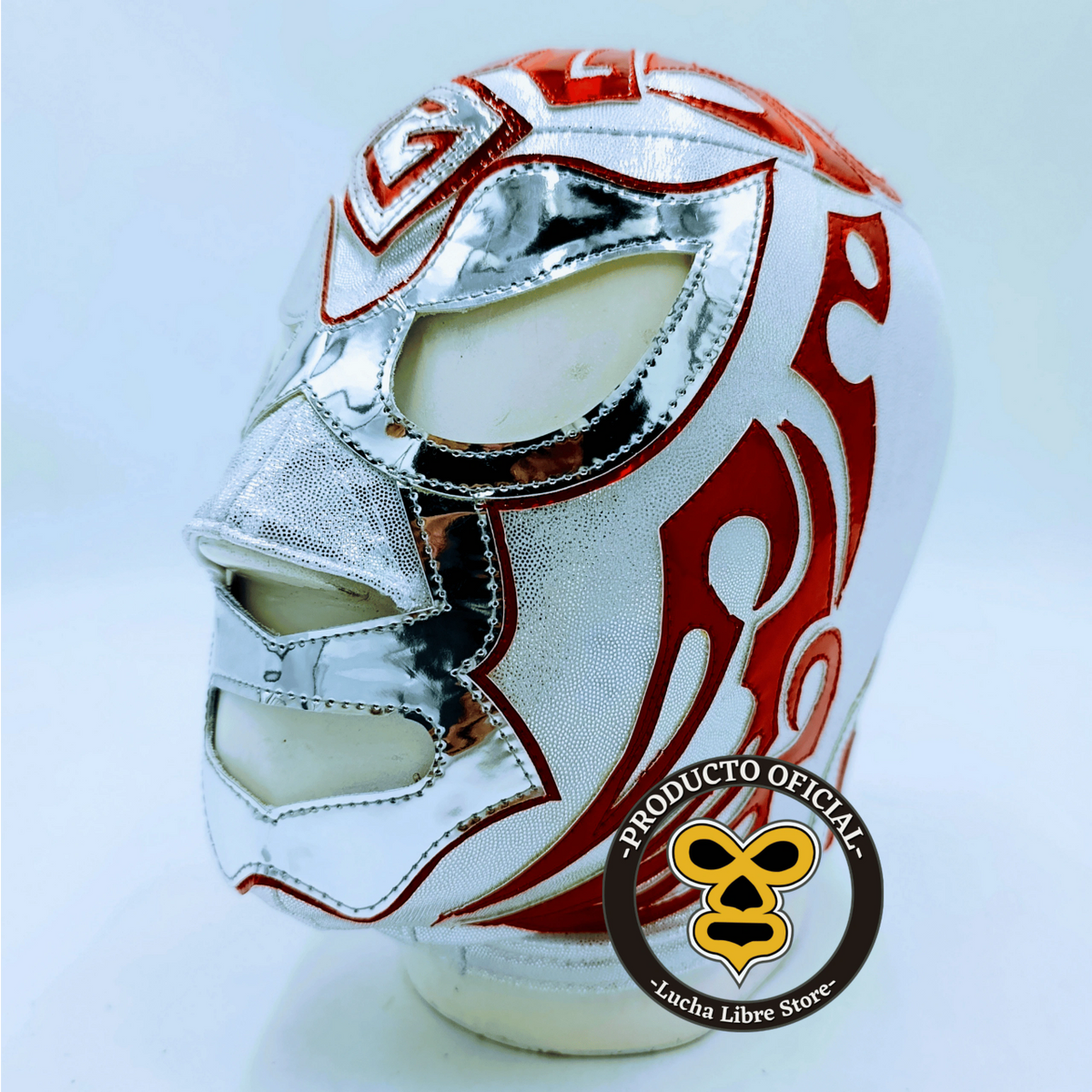Galeno Del Mal Máscara Oficial Con Autógrafo Plata Con Rojo