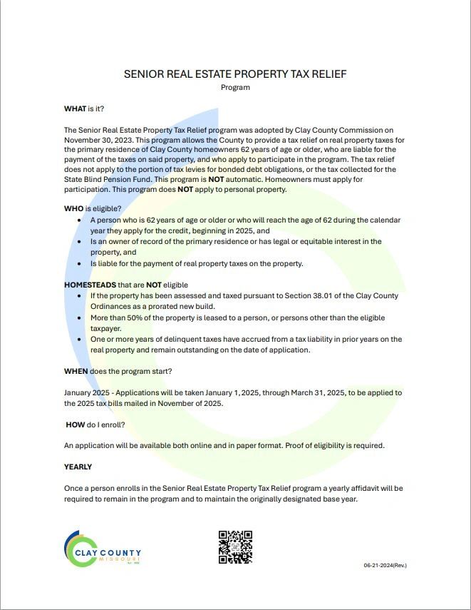 Senior Real Estate Property Tax Relief FAQ