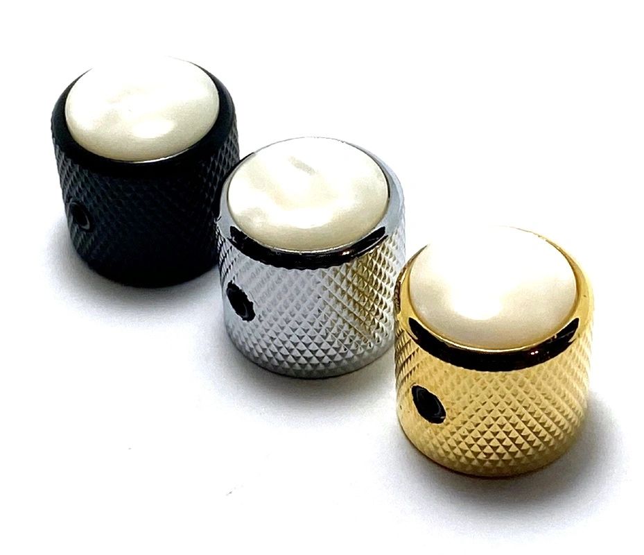 Metal Dome Knob, Set Screw Style w/ Pearl Inlay ~ Color Choice