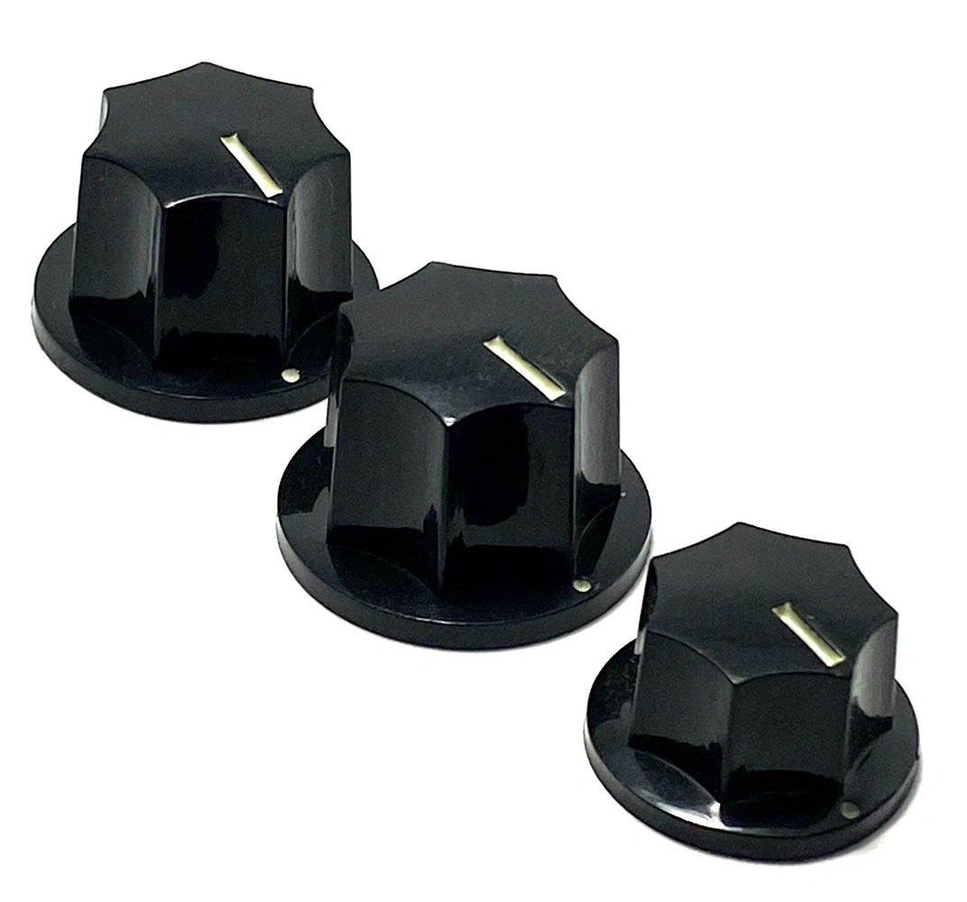 Jazz Bass Knobs, Push On Style, Set of 3 ~ Black