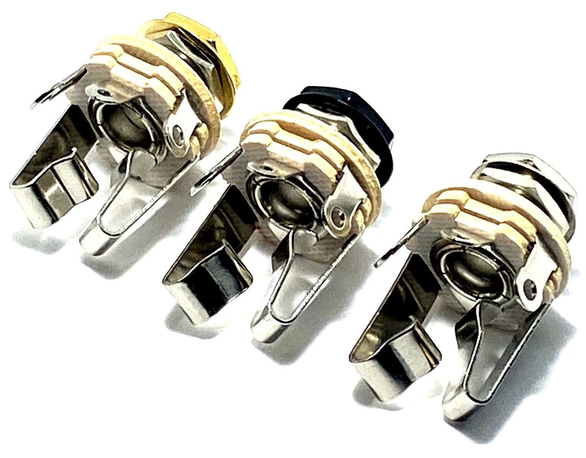 Stereo Jack, TRS Switching Jack ~ Chrome Jack w/ Choice of Nut Colors