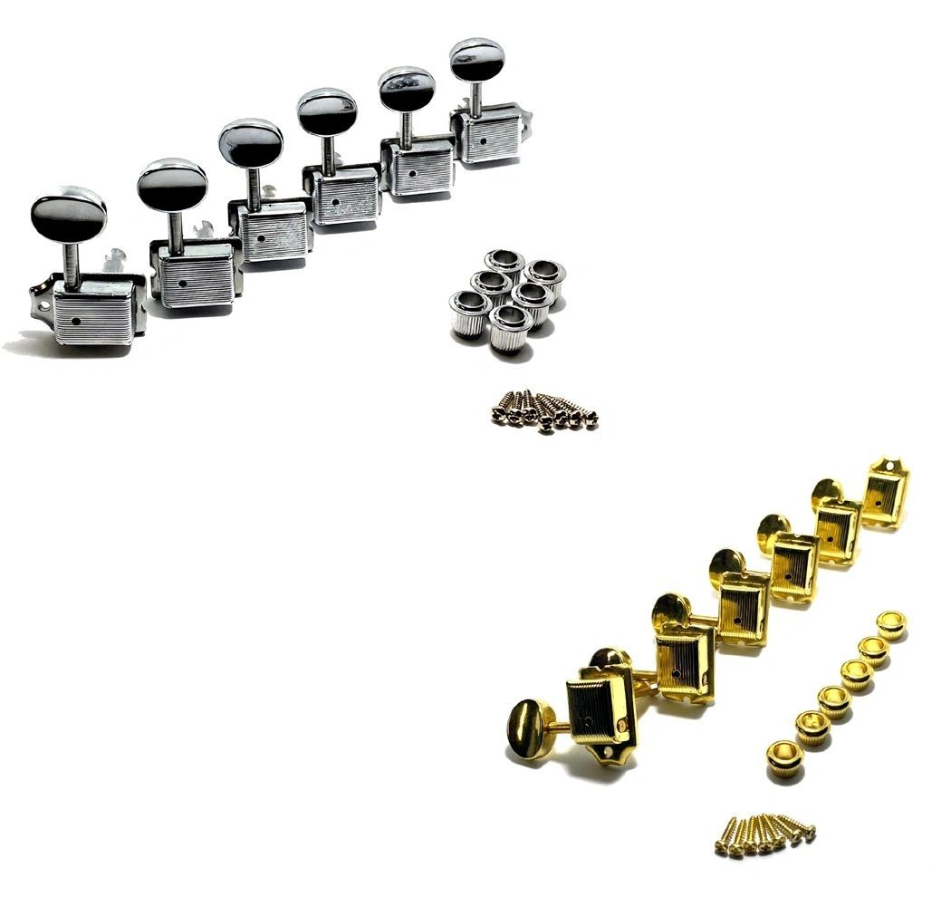 Vintage Tuners, Set of 6 Tuning Keys, Split Post 6-Inline Right ~ Color ...
