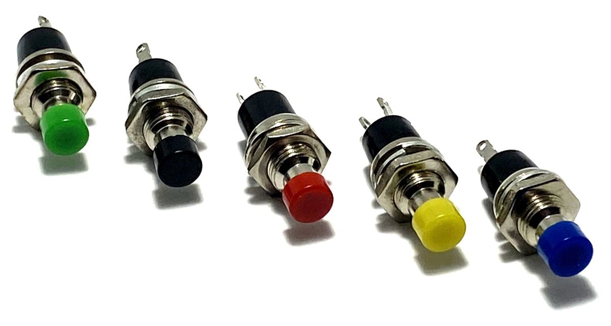 Mini Momentary Button, Non-Locking SPST Switch, 6mm Hole Required ...