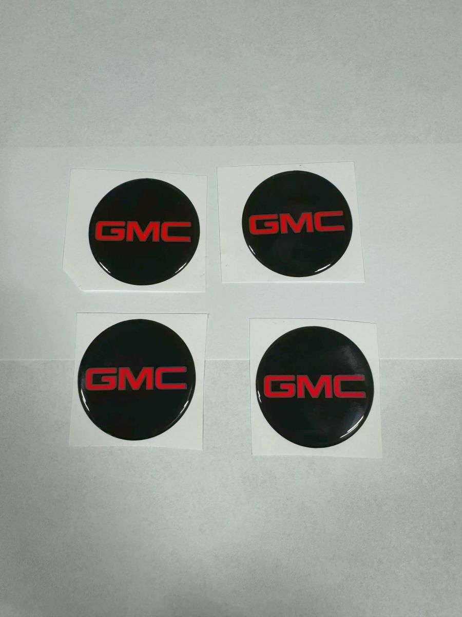 4 GMC BLACK/RED STICKER 2 INCH SIZE