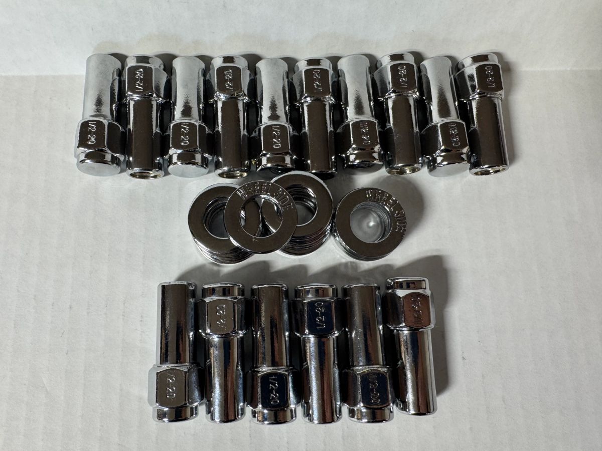 16 CHROME 7/16-20 WELD WHEELS LUG NUTS WITH WASHERS