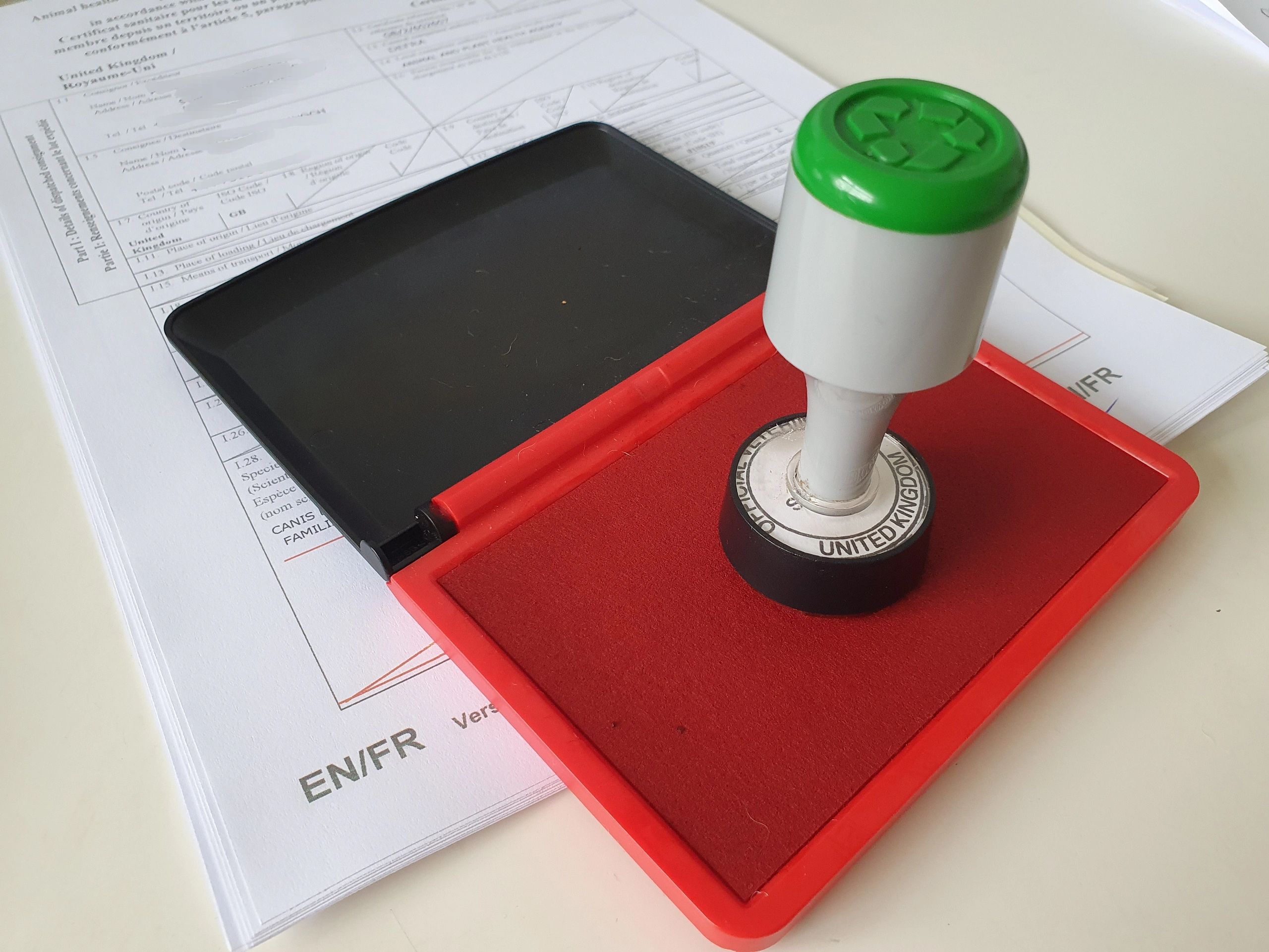 Animal Health Certificates and OV stamps, where and how many?