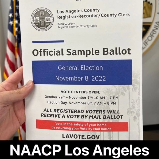 NAACPLA: CHECK YOUR MAIL. SAMPLE BALLOTS ON THEIR WAY!