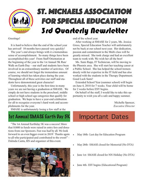 School Updates - St Michaels Assoc. for Special Education