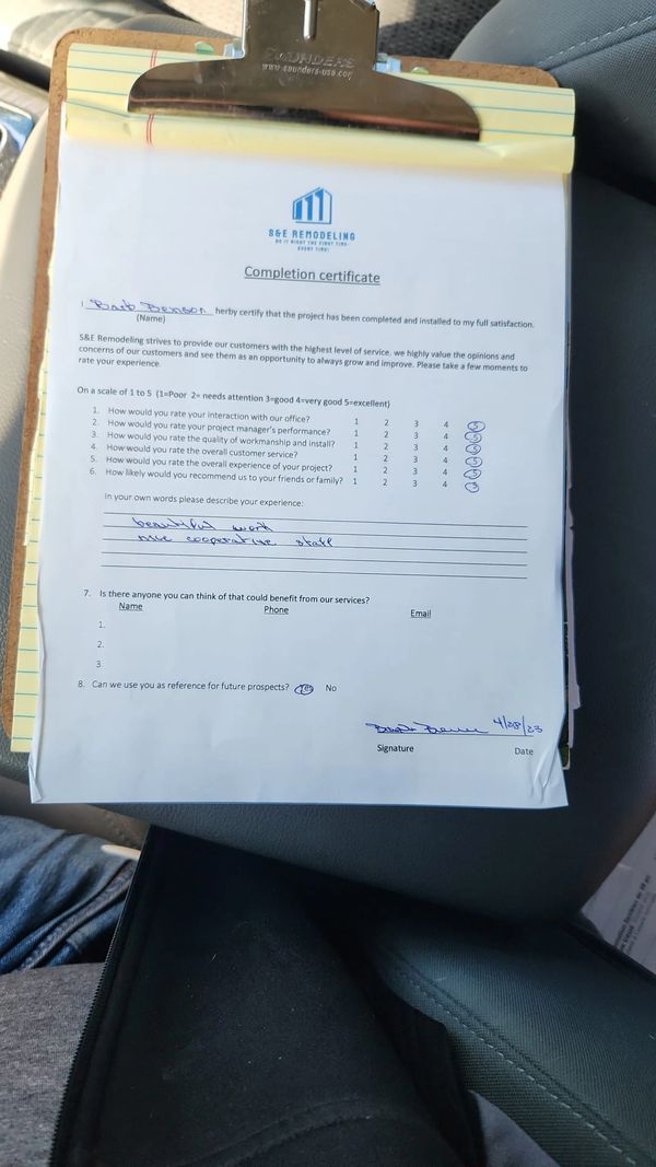 CUSTOMER COMPLETION FORMS