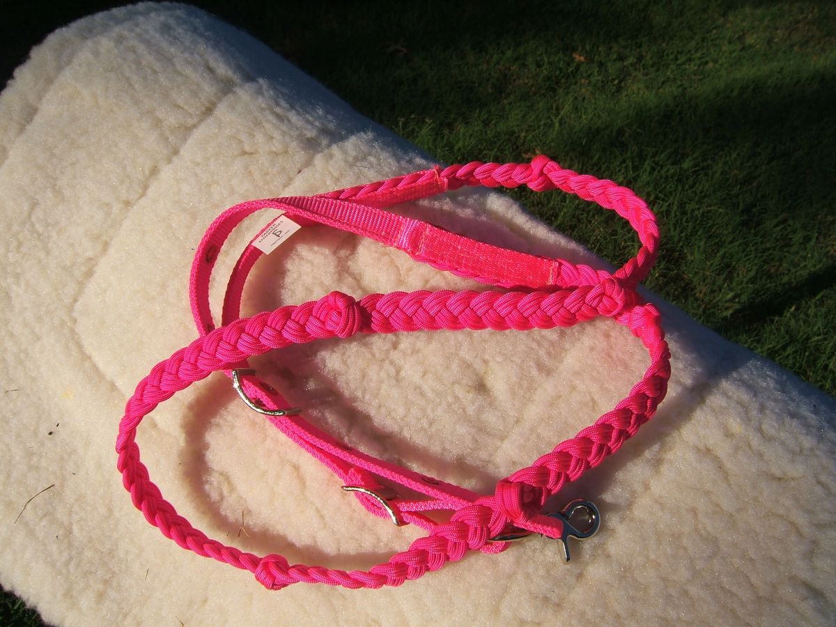 Hot Pink Braided Barrel Rein Pony