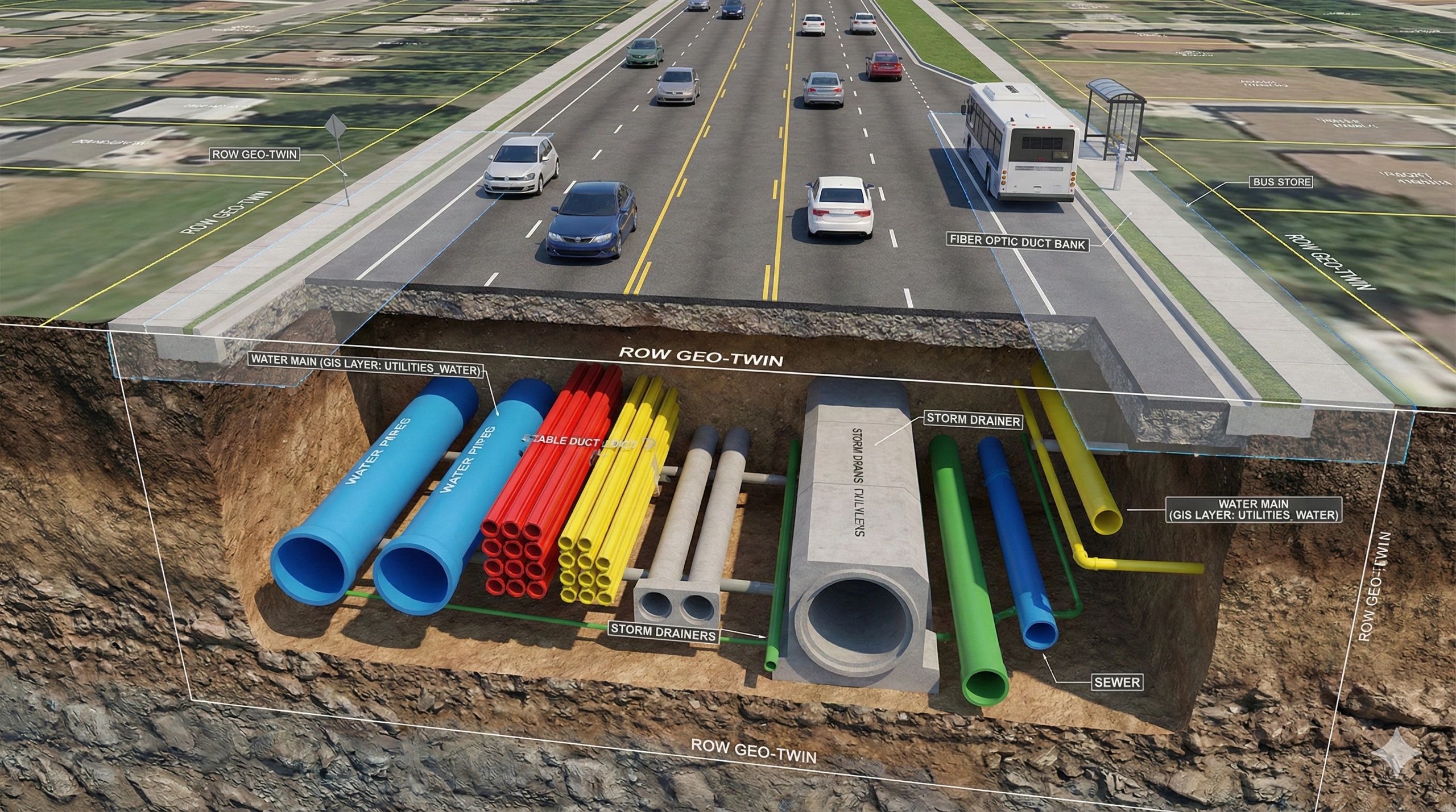 Utilities & Right-of-Way Twins: The Underground as BIM-GIS Intel.