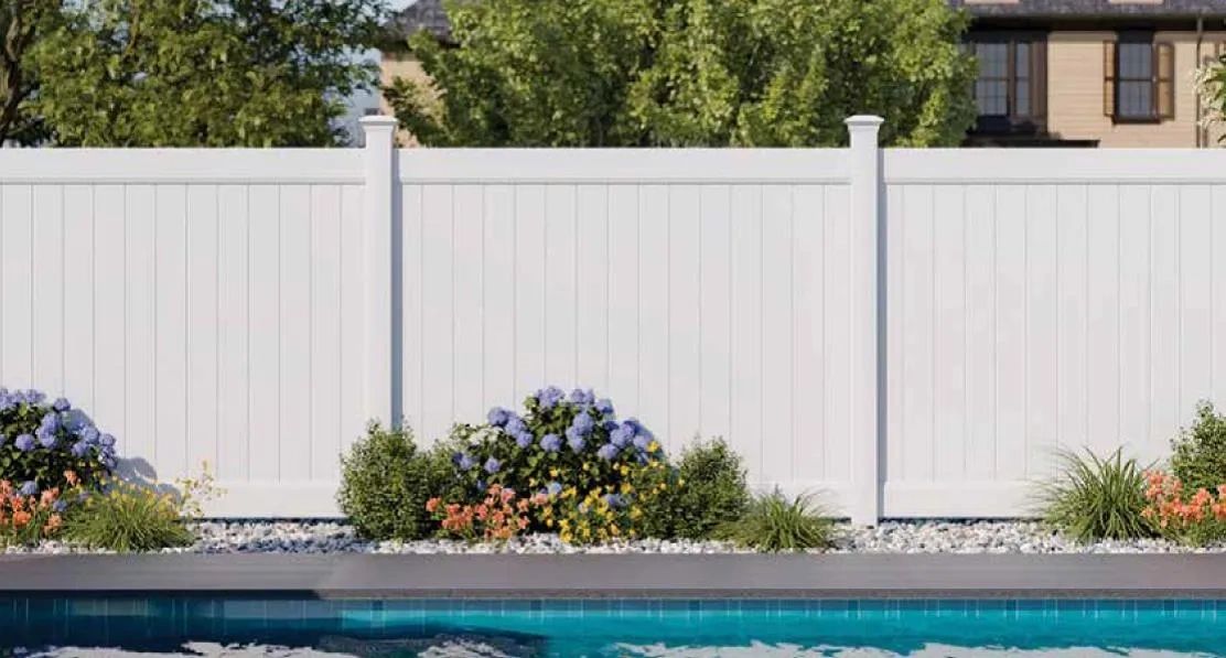 PVC White vinyl fence panels - 8' long 6' high includes post, rails ...