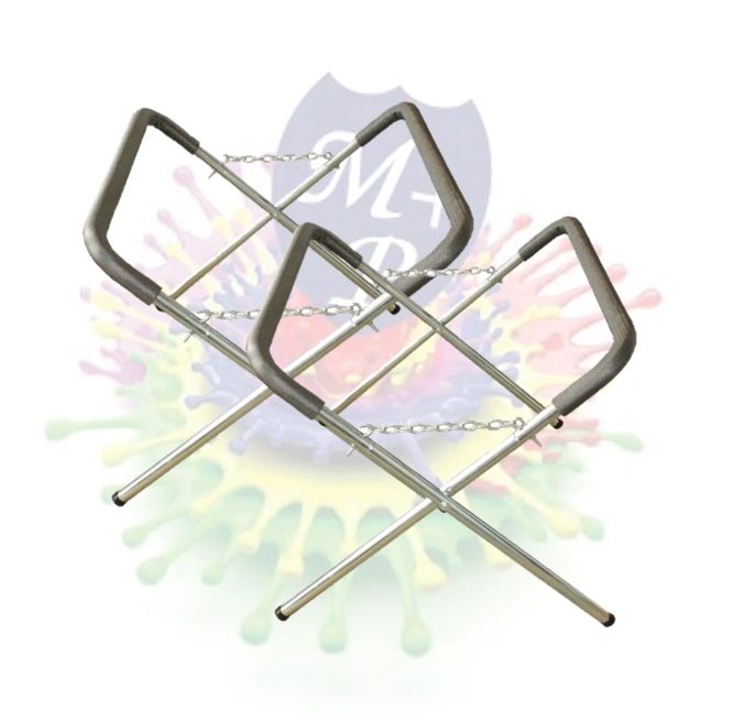 2 x Adjustable Body Shop Trestle Table / Panel Stand