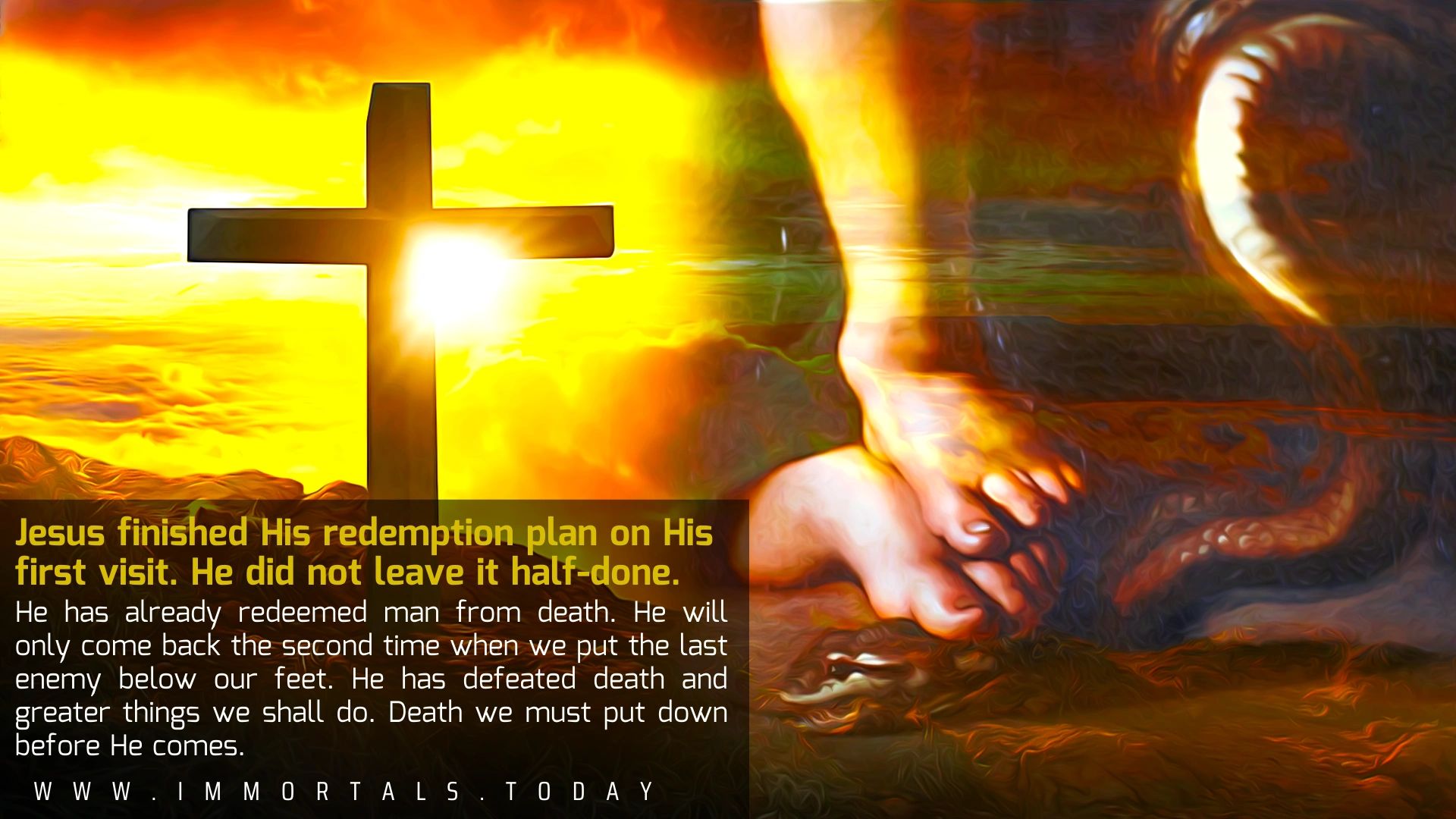 Jesus finished His redemption plan on His first visit. He did not
