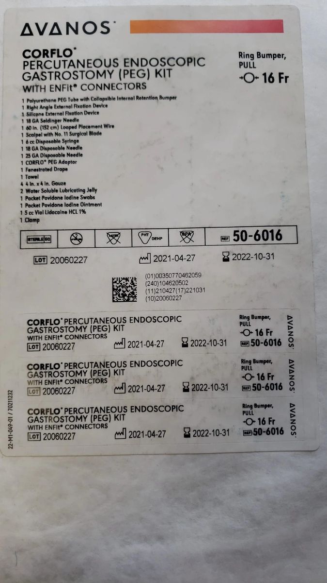AVANOS 50-6016 CORFLO Percutaneous Endoscopic Gastrostomy (PEG) Kit ...