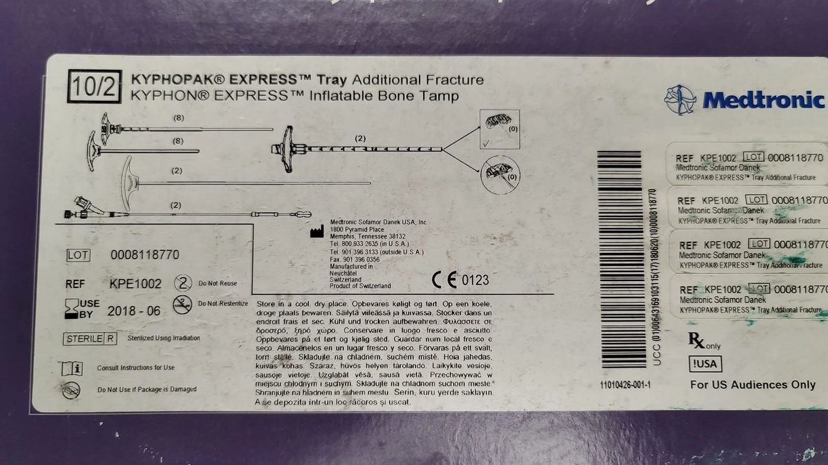 Medtronic KPE1002 10/2 Kyphopak Express Tray, Additional Fracture ...