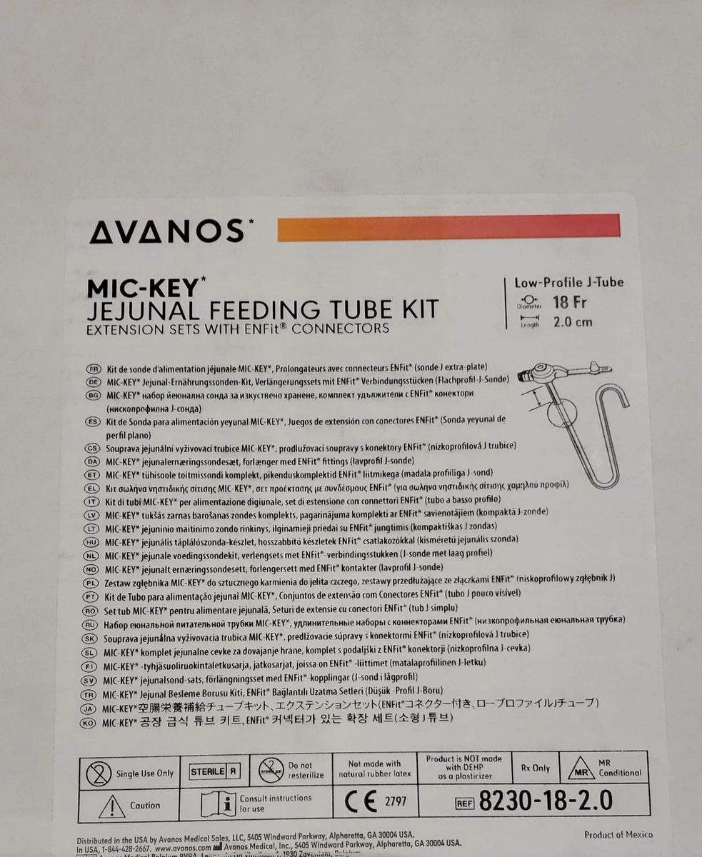 AVANOS 8230-18-2.0 MIC-KEY* GASTRIC-JEJUNAL FEEDING TUBE KIT EXTENSION ...