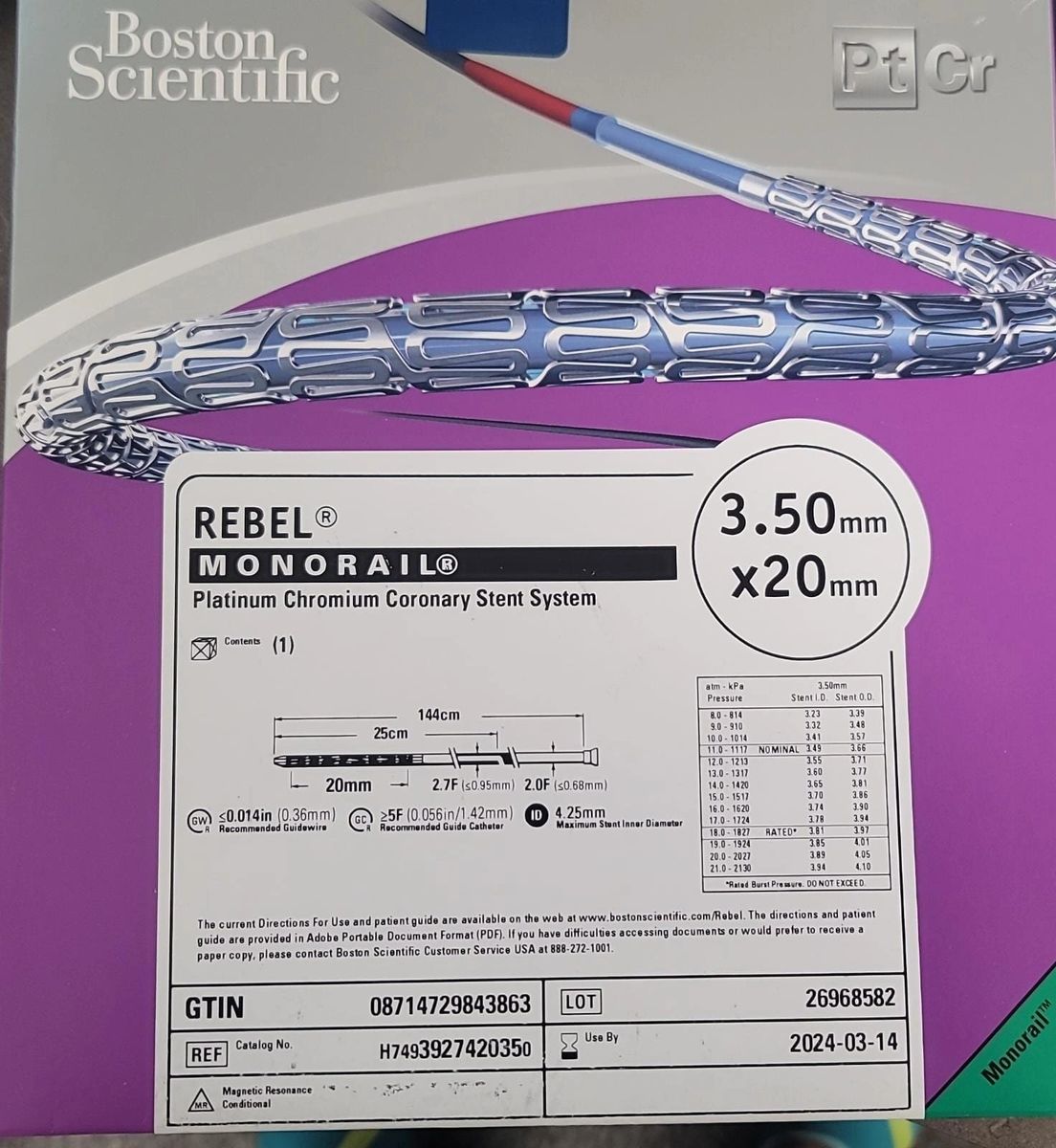 Boston Scientific 392742035 Rebel Monorail Platinum Chromium Coronary ...