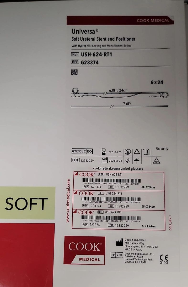 COOK MEDICAL G23374 Universa Soft Ureteral Stent and Positioner 6Fr X ...