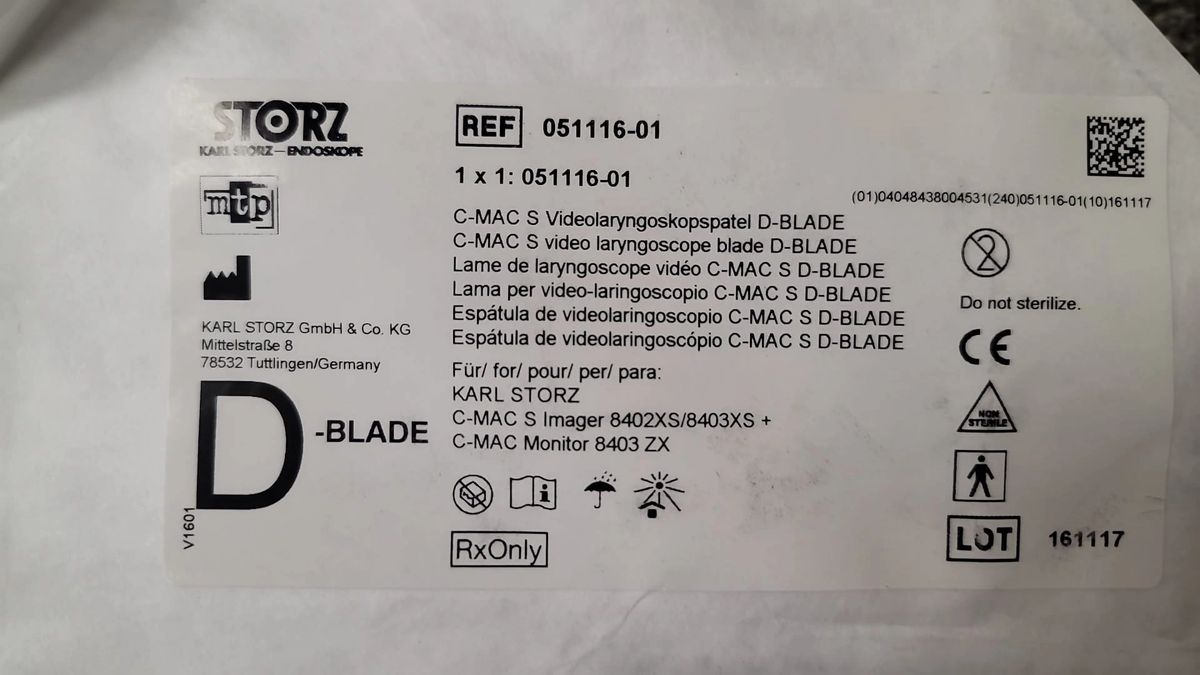 KARL STORZ 051116-01 C-Mac S Video Laryngoskop Spatel D-Blade