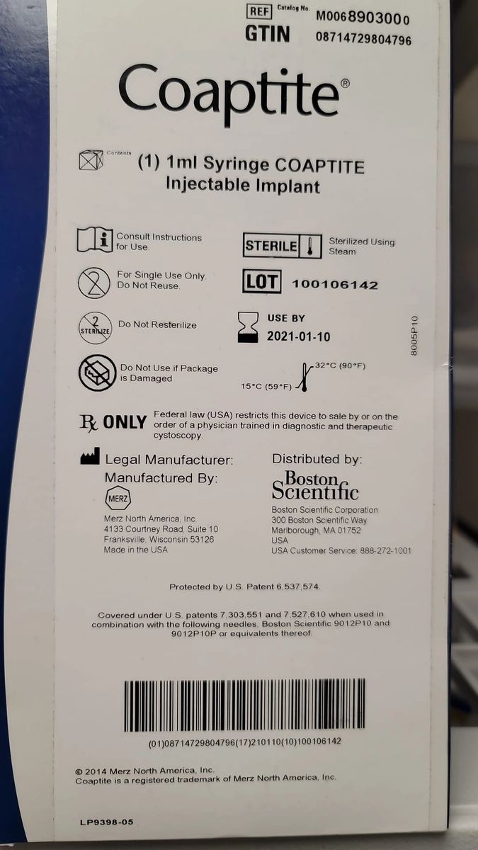 Boston Scientific 890300 Coaptite 1 ml Injectable Implant (X)