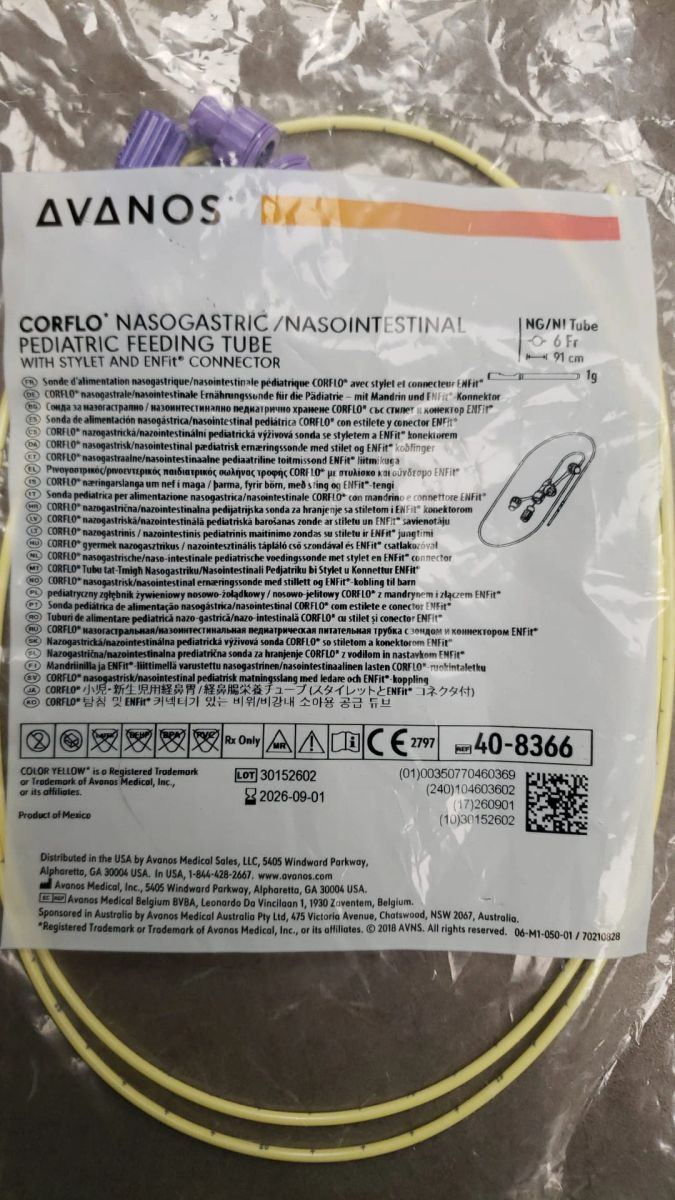 AVANOS 40-8366 CORFLO NASOGASTRIC/NASOINTESTINAL FEEDING TUBE WITH ...