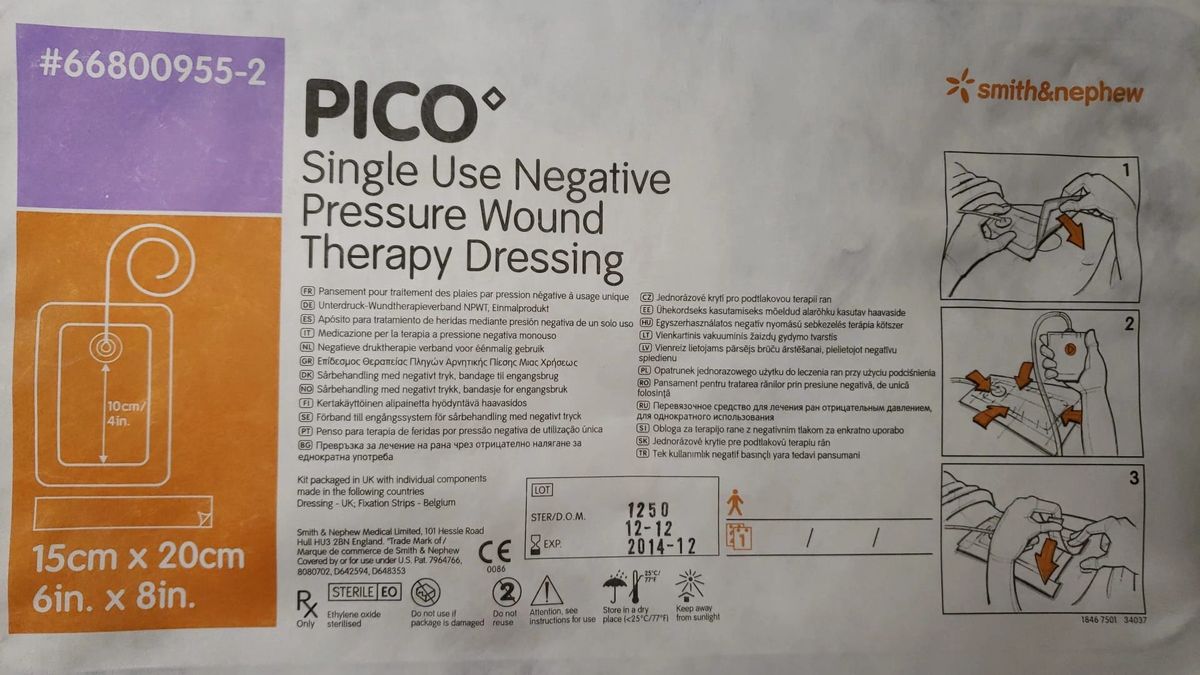 Smith & Nephew 66800955-2 Pressure Wound Therapy Dressing PICO 15 X 20 ...