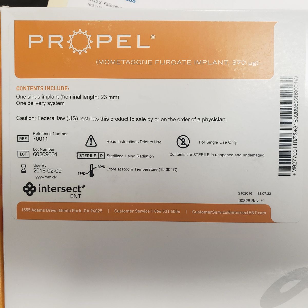 Propel 70011 Sinus Implant by Intersect ENT (23mm)
