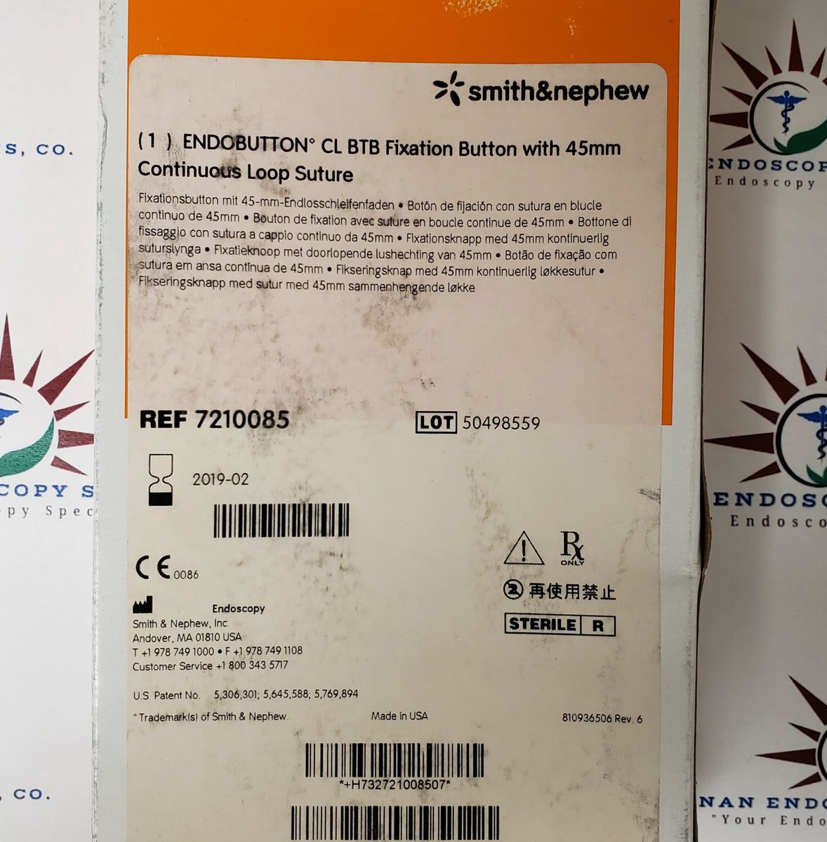 SMITH & NEPHEW 7210085 ENDOBUTTON CL BTB FIXATION BUTTON with 45mm ...