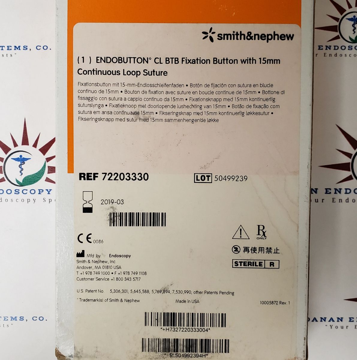 SMITH & NEPHEW 72203330 ENDOBUTTON CL BTB FIXATION BUTTON with 15mm ...