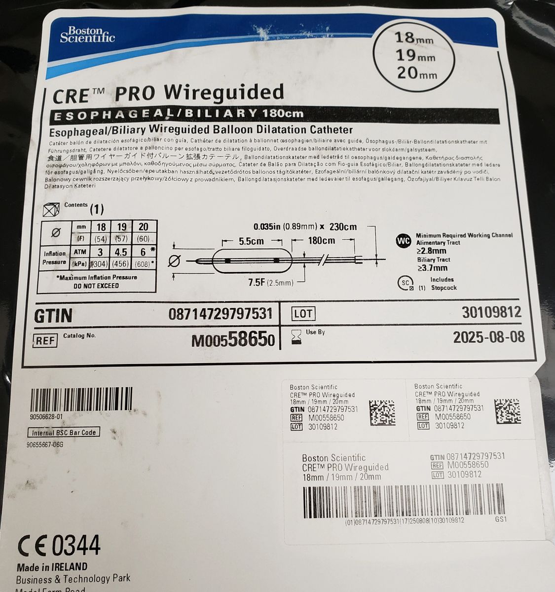 BOSTON SCIENTIFIC 5865 CRE PRO WIREGUIDED ESOPHAGEAL/BILIARY 180cm ...