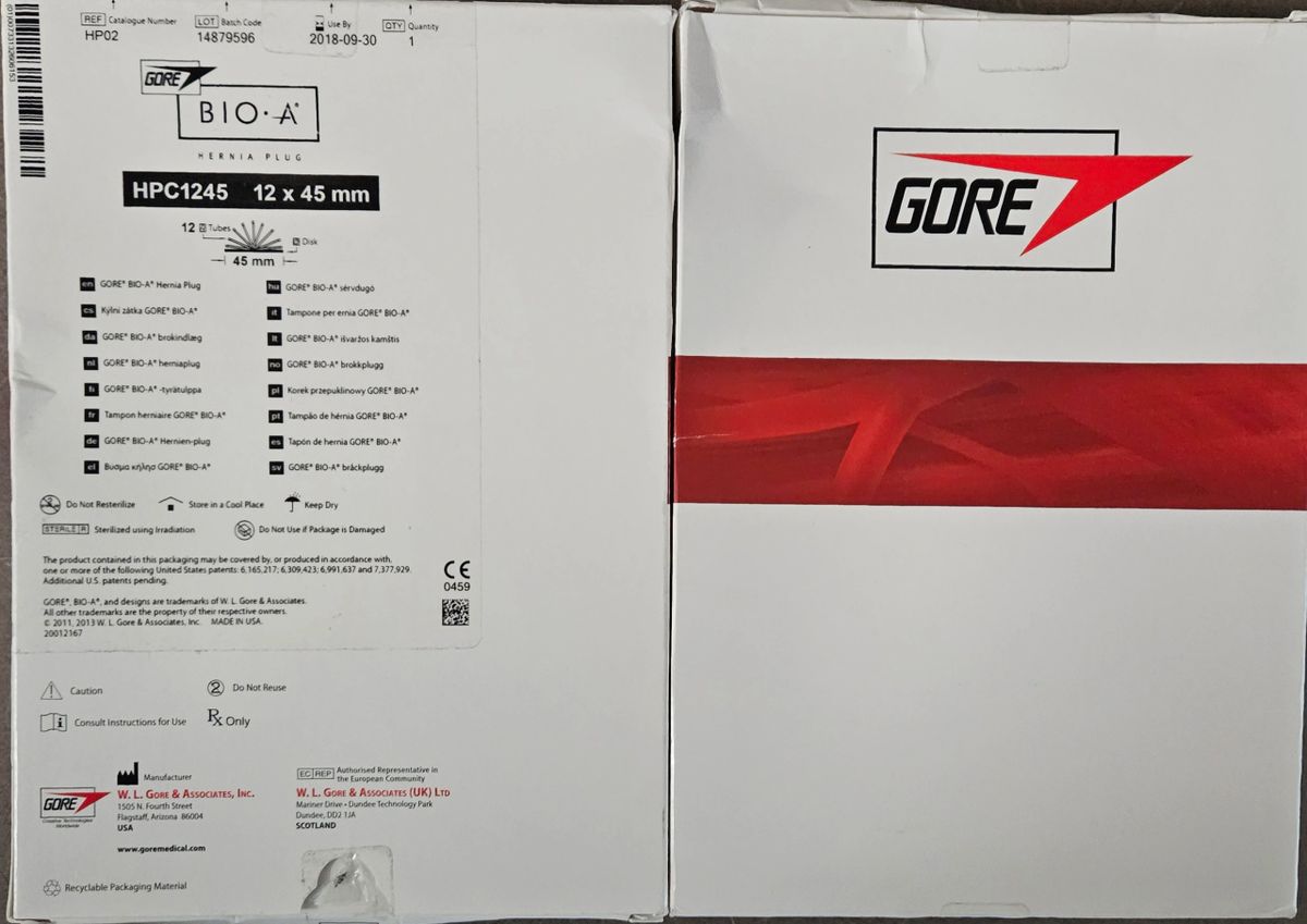 GORE HP02 BIO-A HERNIA PLUG 12 x 45 mm (X)