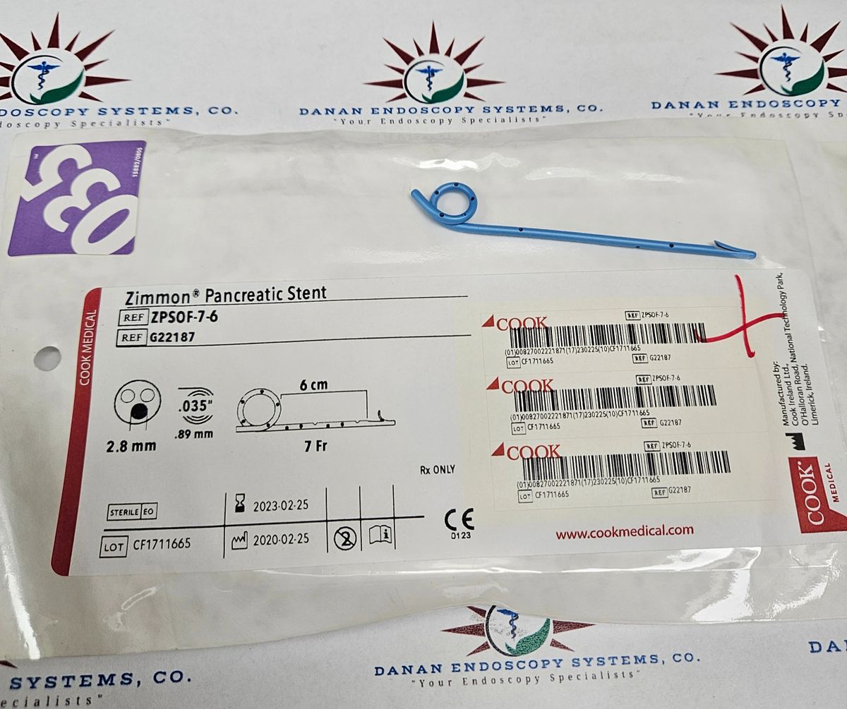 COOK MEDICAL G22187 ZIMMON BILIARY STENT SET, 7 Fr. x 6 cm (X)