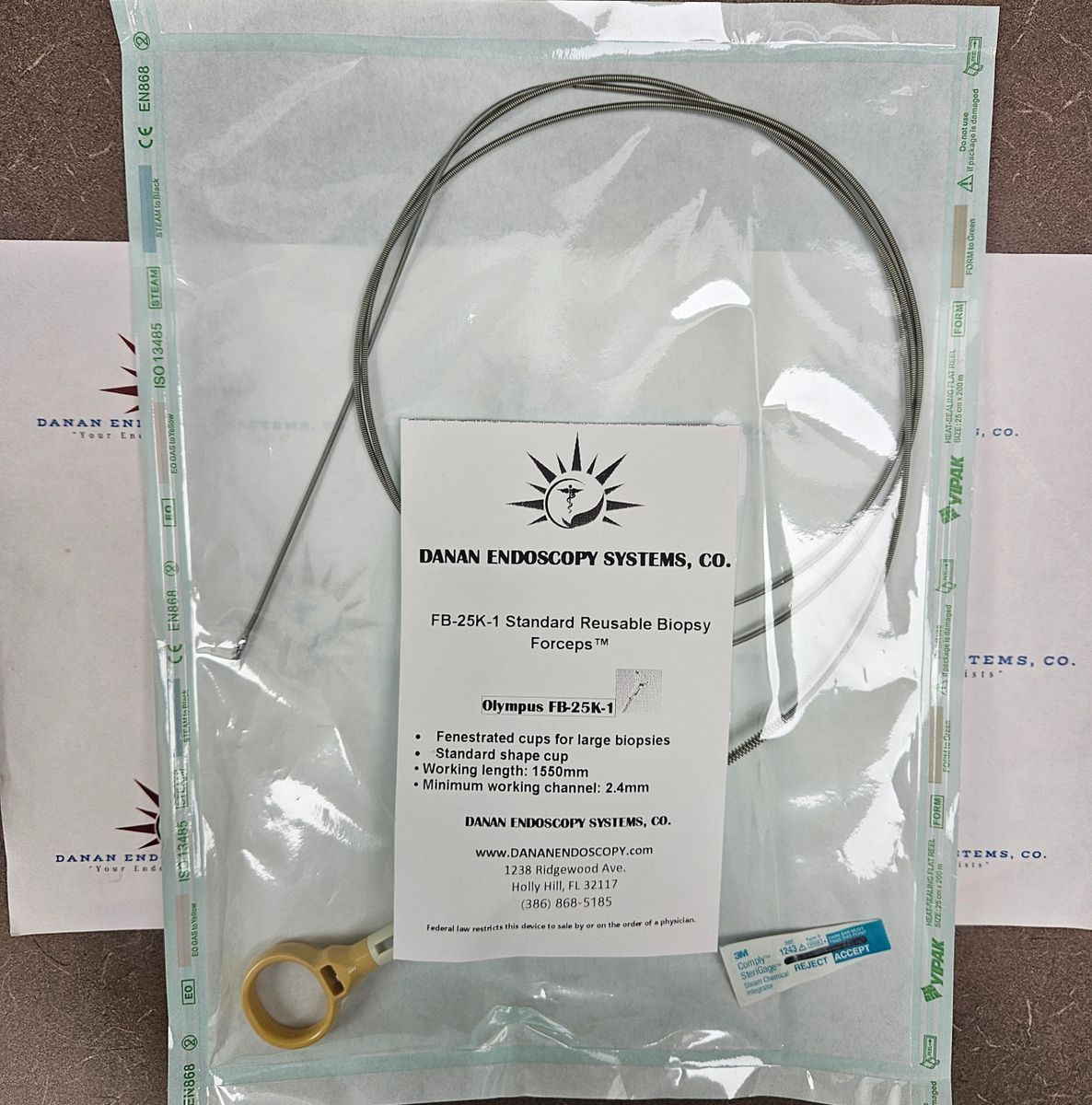 OLYMPUS FB-25K-1 REUSEABLE STANDARD BIOPSY FORCEPS 1550mm x 2.4mm