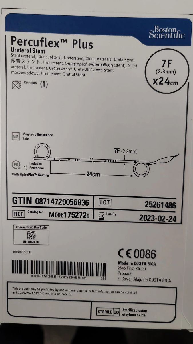 BOSTON SCIENTIFIC 175-272 Percuflex Plus Ureteral Stent 7F (2.3mm) X ...