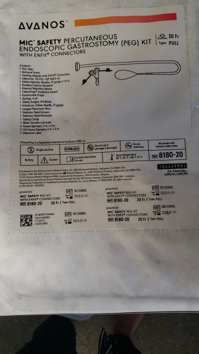 AVANOS MIC* 8180-20 SAFETY PERCUTANEOUS ENDOSCOPIC GASTROSTOMY (PEG ...