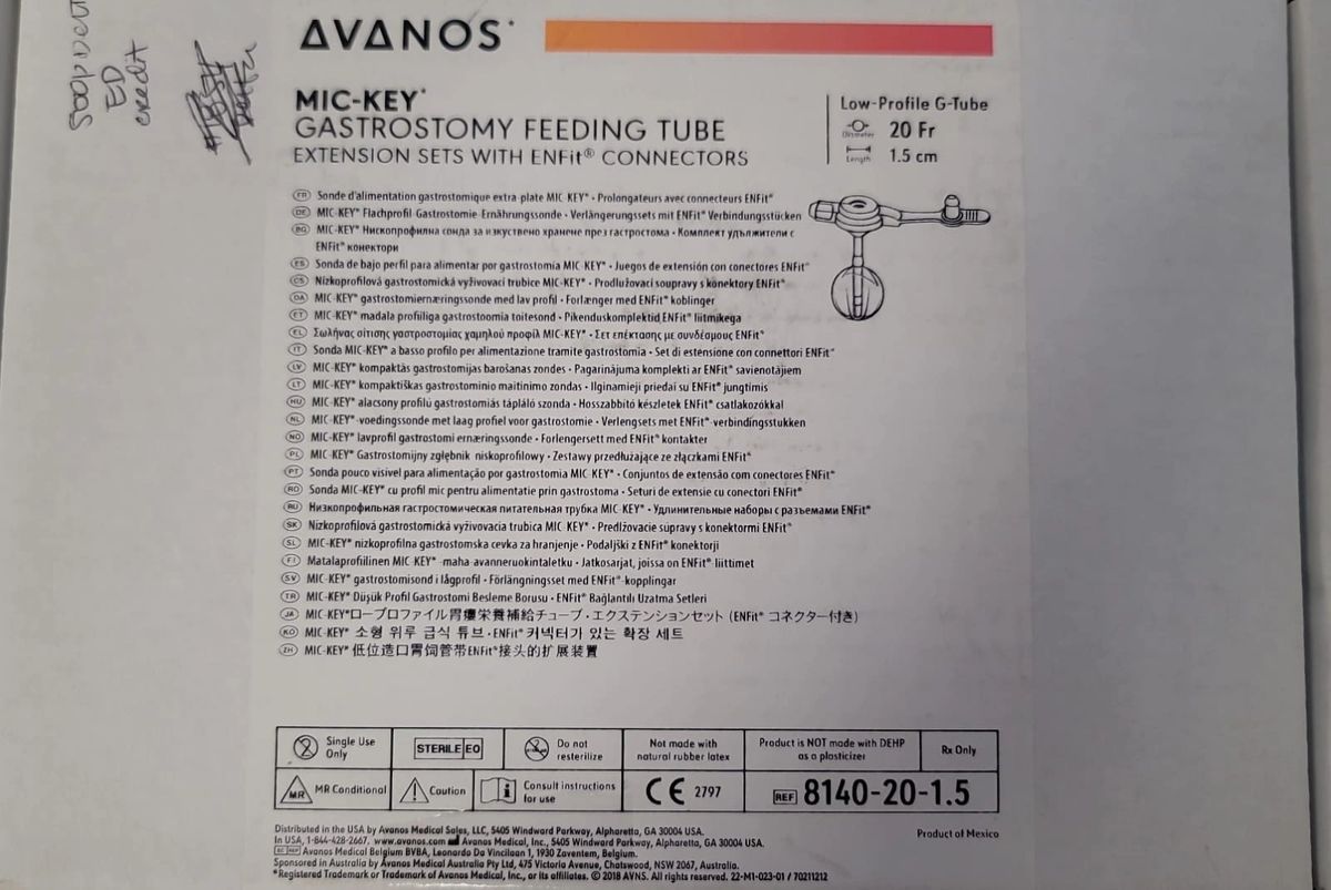 AVANOS 8140-20-1.5 MIC-KEY GASTROSTOMY FEEDING TUBE EXTENSION SETS WITH ...