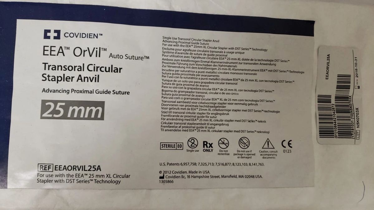 COVIDIEN EEAORVIL25A EEA OrVil Auto Suture Transoral Circular Stapler ...