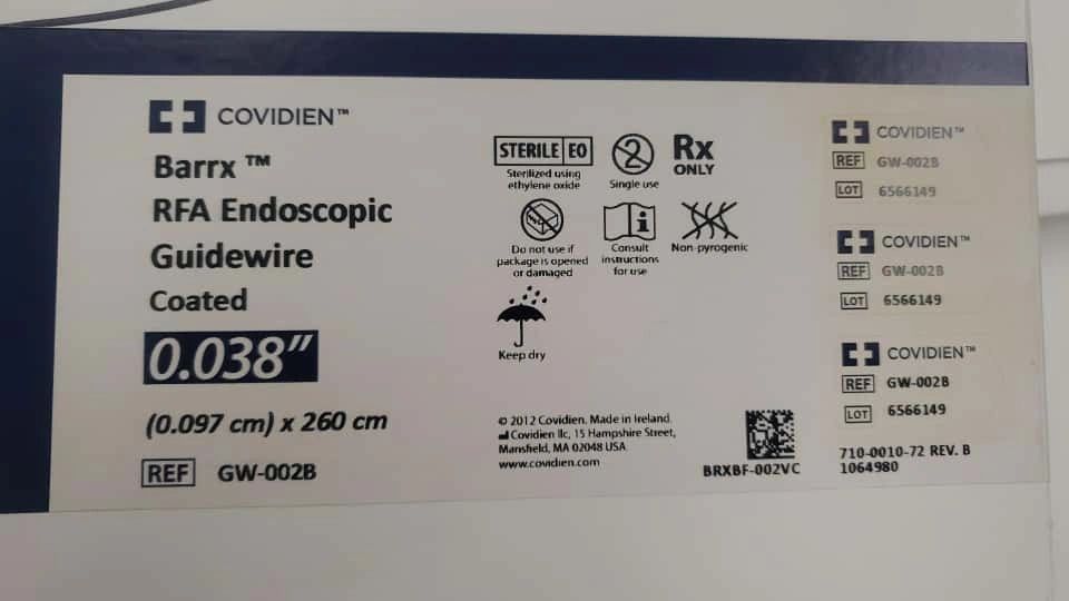 COVIDIEN GW-002B Barrx RFA Endoscopic Guidewire Coated 0.038 in x 260 cm