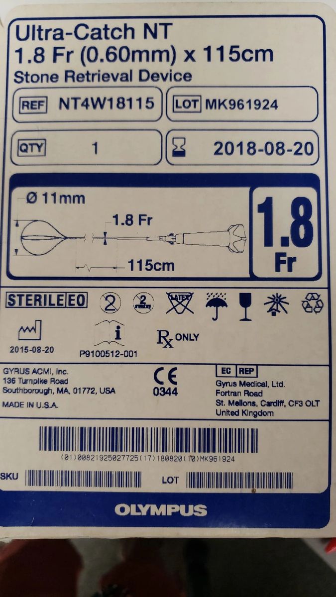 OLYMPUS NT4W18115 ULTRA-CATCH NT STONE RETRIEVAL DEVICE 1.8F X 115CM, 4 ...