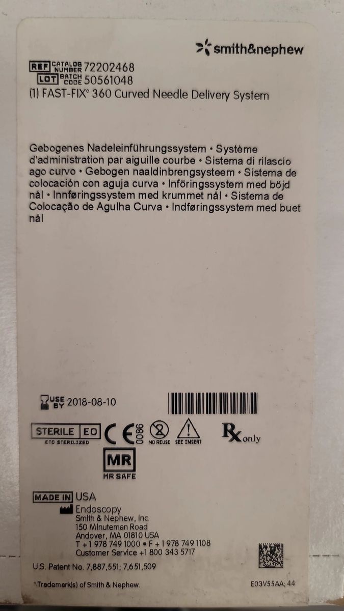 Smith & Nephew 72202468 Fast-Fix 360 Curved Needle Delivery Systems (X)