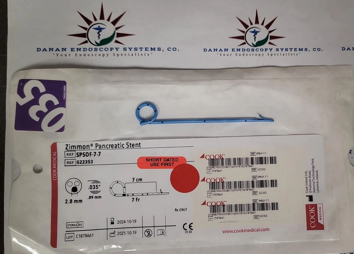 Cook Medical G22353 Zimmon PANCREATIC Stent 7Fr. X 7cm (X)