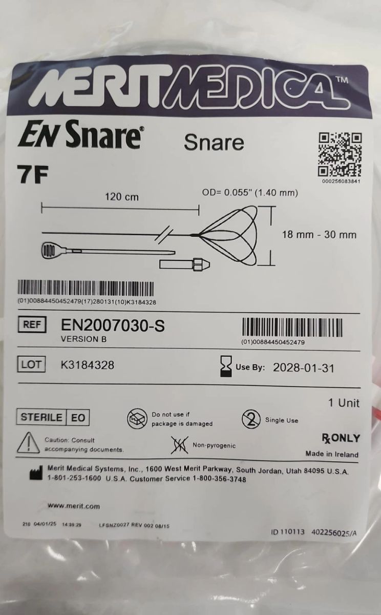 MERIT MEDICAL EN2007030-s En Snare Catheter 7Fr x 100cm In Date